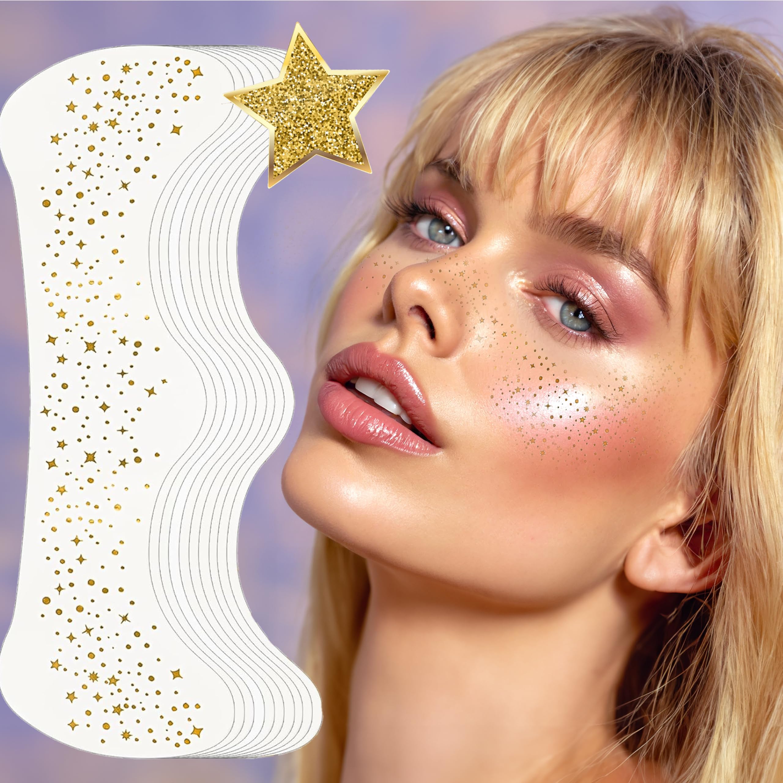 Amazon.com : Glitter Freckles Face Tattoo, 10 Pcs Gold Face Glitter ...