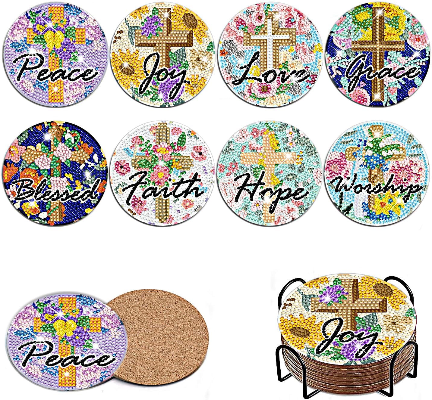 Amazon.com: HONGJIE 8 Pcs Christian Diamond Art Painting Coasters Kits ...