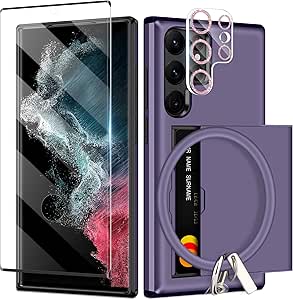 Amazon.com: SAMONPOW for Samsung Galaxy S22 Ultra Case with Screen Protector + Camera Cover ...