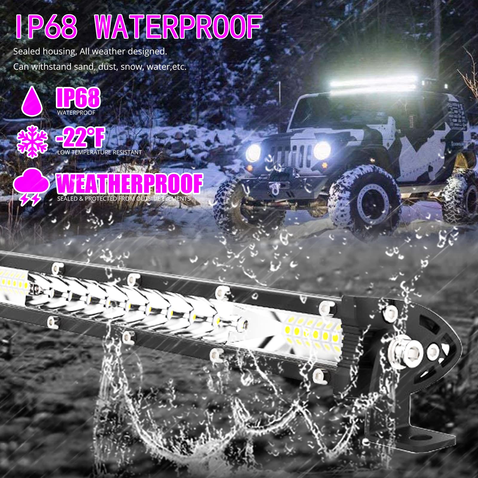 Snapklik.com : HAISECA 32 Inch LED Light Bar,DC12/24V 44W Spot & Flood ...