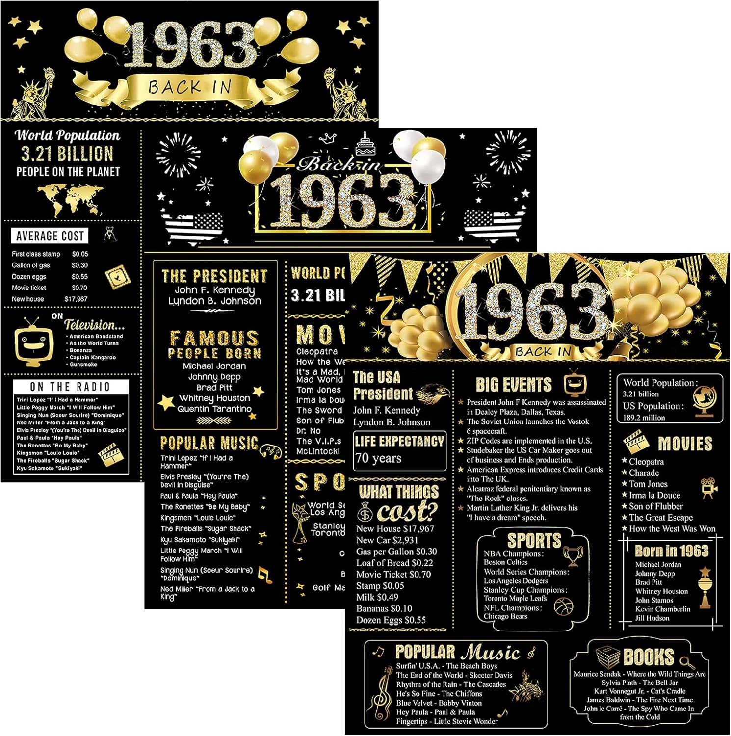 Amazon.com: Fufuddz 62th Birthday Decorations - 1963 Happy Birthday ...