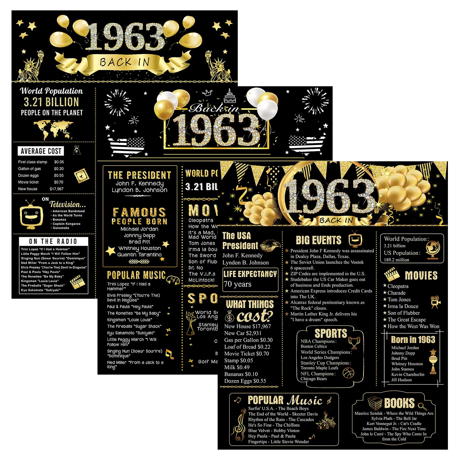 Amazon.com: Fufuddz 61th Birthday Decorations - 1963 Happy Birthday ...