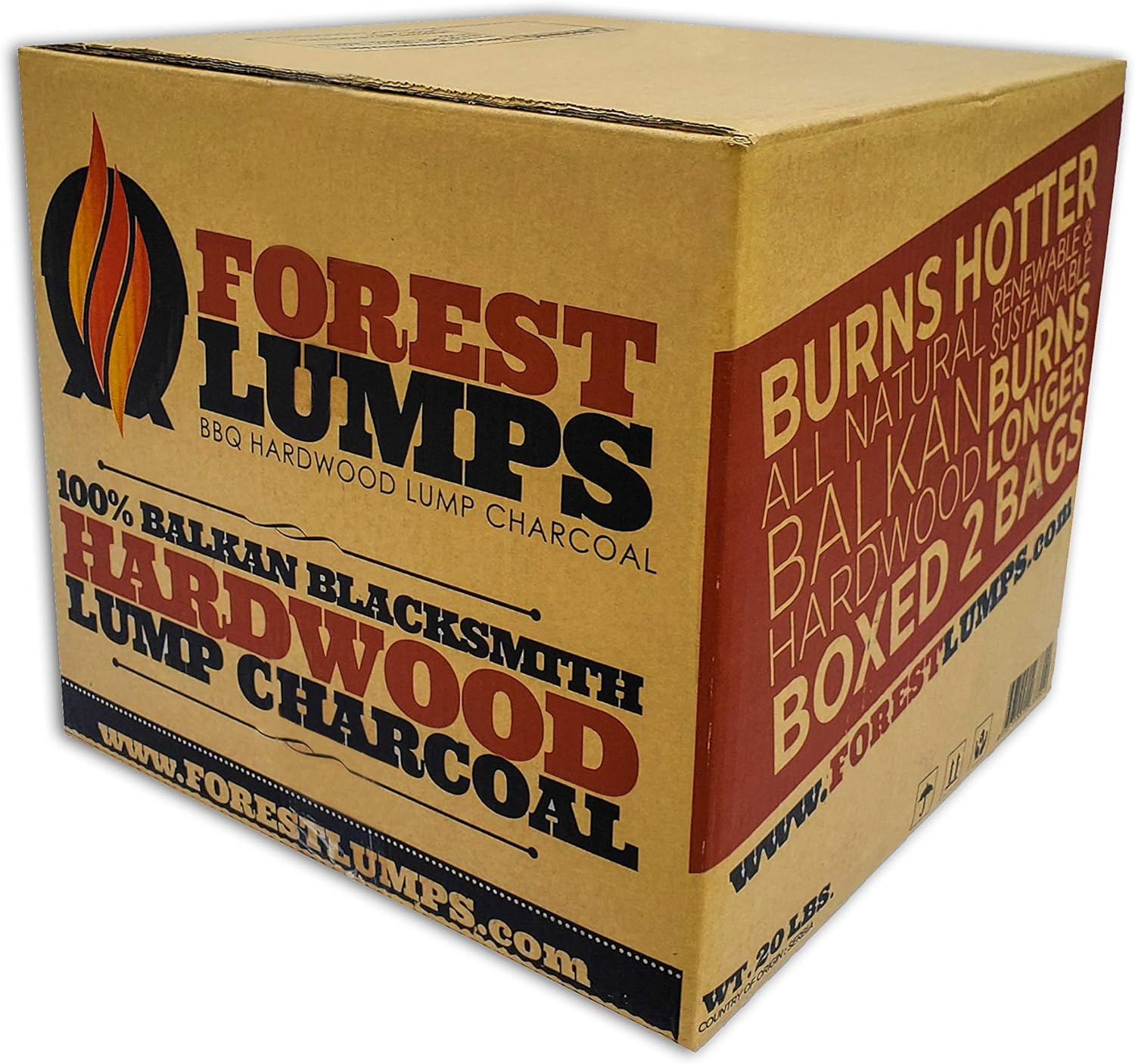 Forest Lumps Hardwood Charcoal 20 LB Box Contains 2-10 lb Bags : Buy ...
