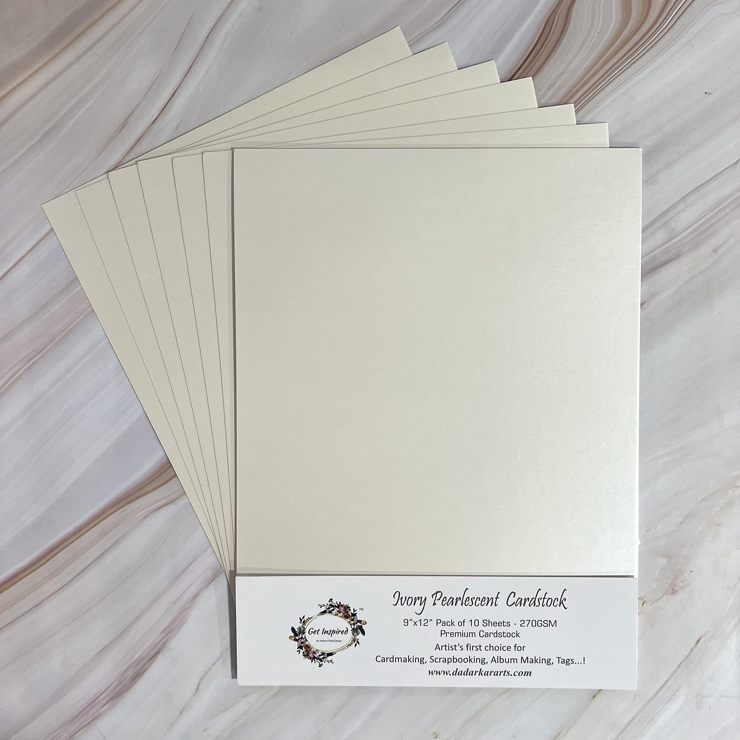 Get Inspired 9 x 12 inch 250GSM Ivory Pearlescent Cardstock Sheets ...