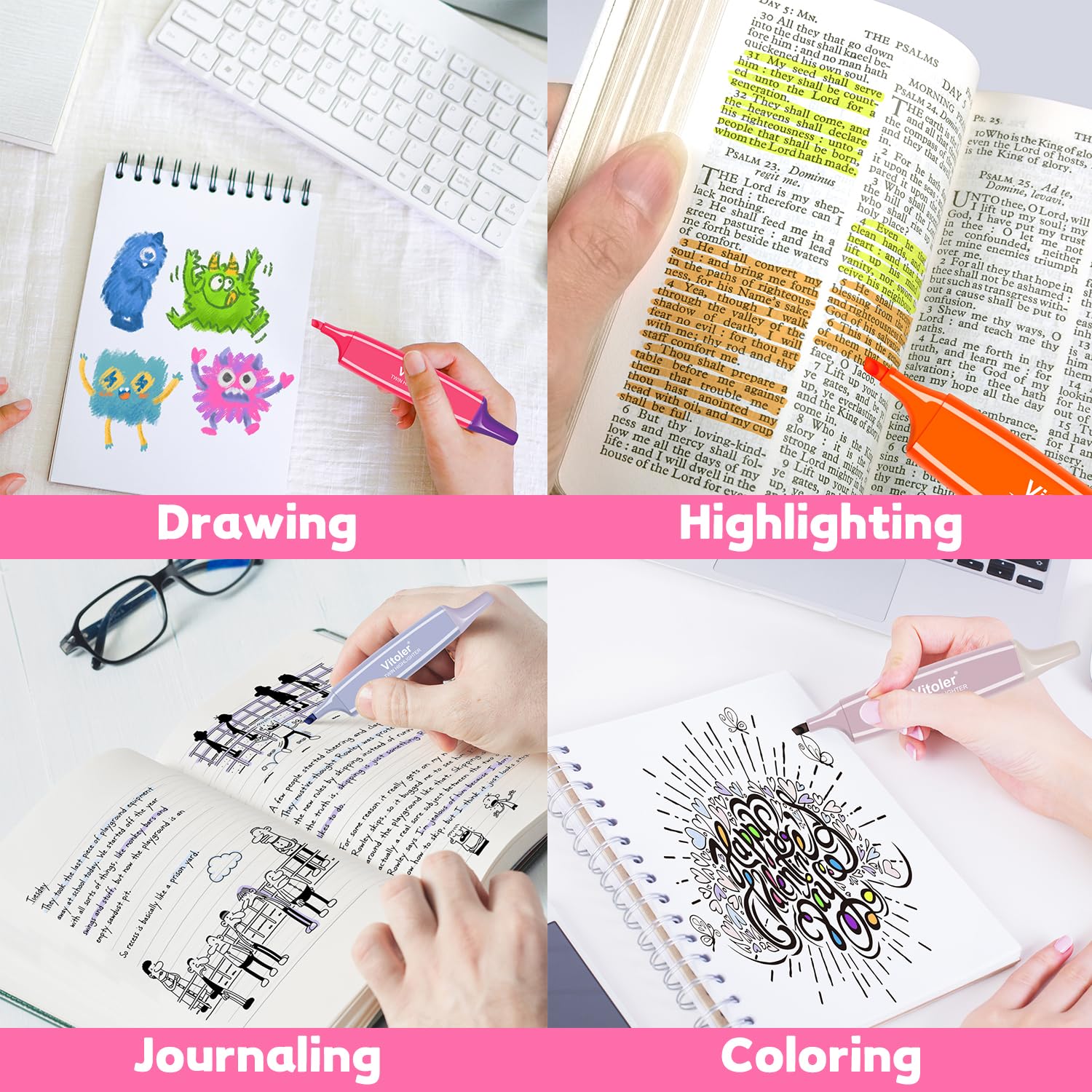 Snapklik.com : 6 Pcs Highlighters Aesthetic Bible Highlighters,12 ...