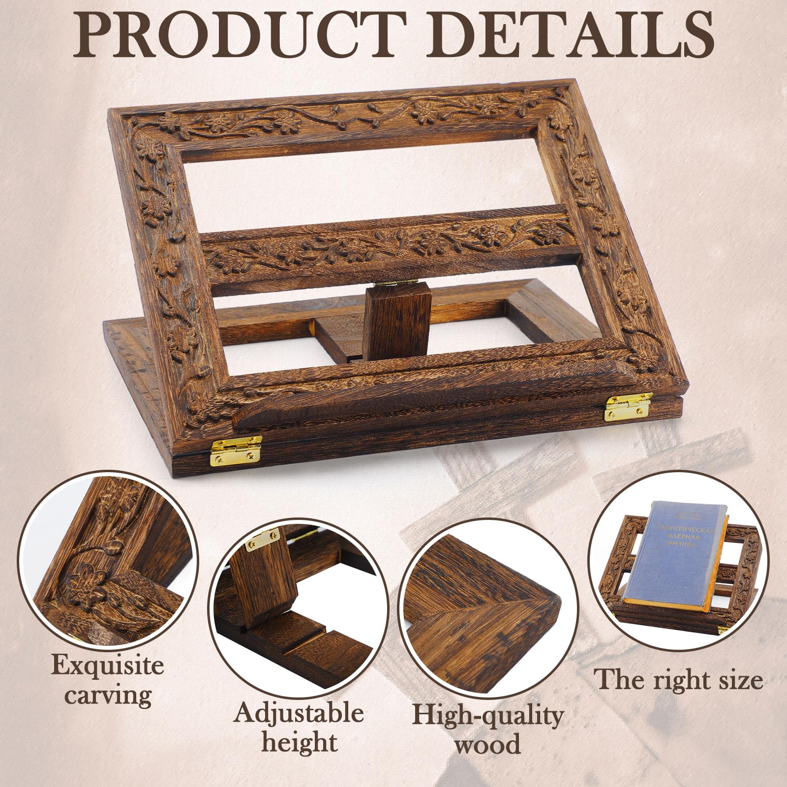 Snapklik.com : DoubleFill Adjustable Wooden Bible Stand Carved Bible ...