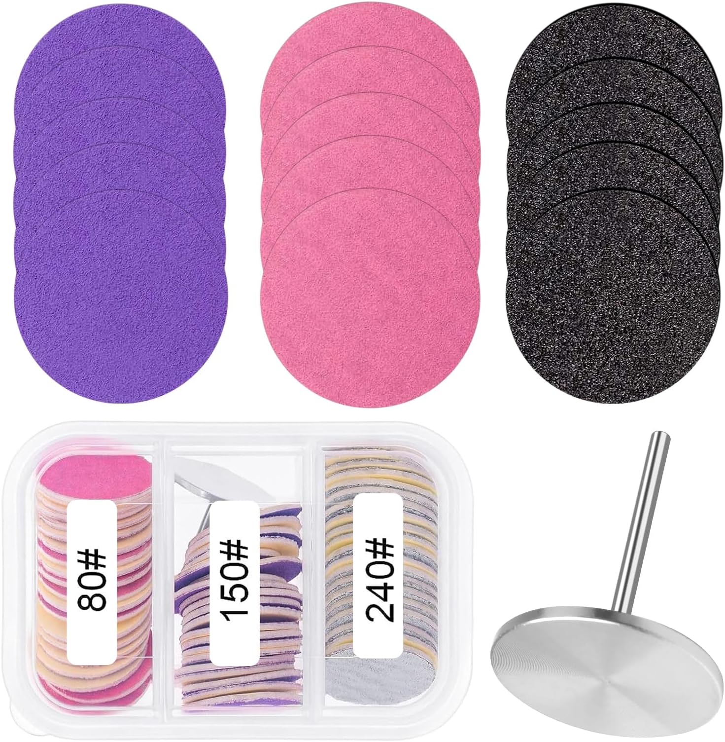 Amazon.com : 150pcs Sandpaper Disc and 1pcs Metal Bit, 3/32 Shank ...