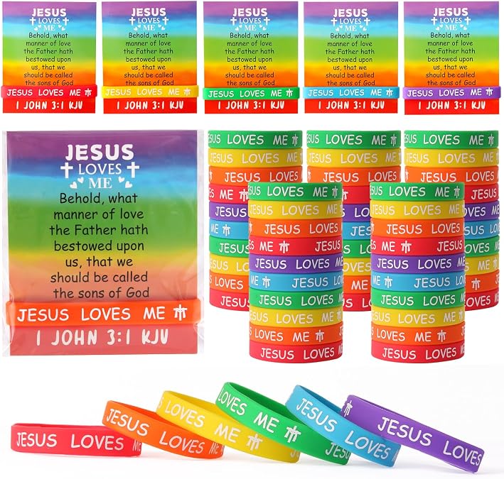 Amazon.com: 50 Sets Christian Gifts Rainbow Cards with 50 Jesus Loves ...