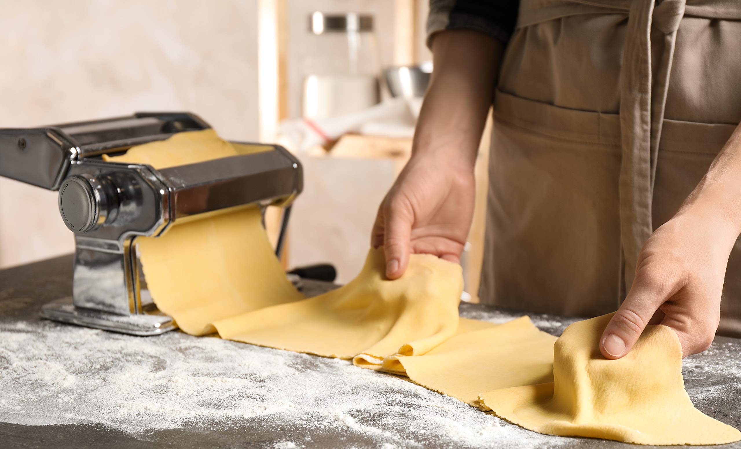 Eternal Living Manual Pasta Maker Machine with Clamp Removable Handle ...