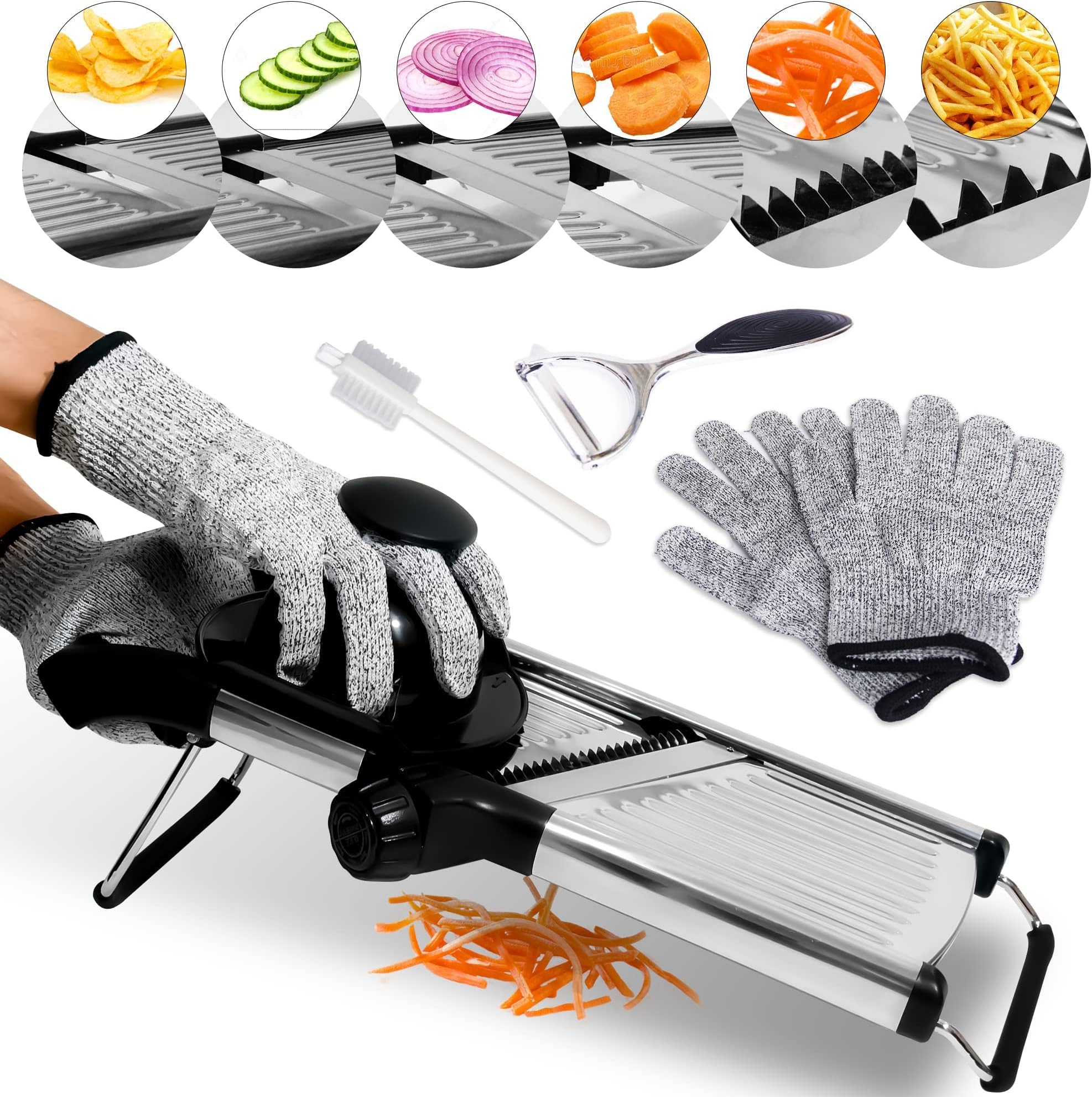 Amazon.com: Jaccard Slicer Mandolin / 7 Blades, Full Size, Stainless ...