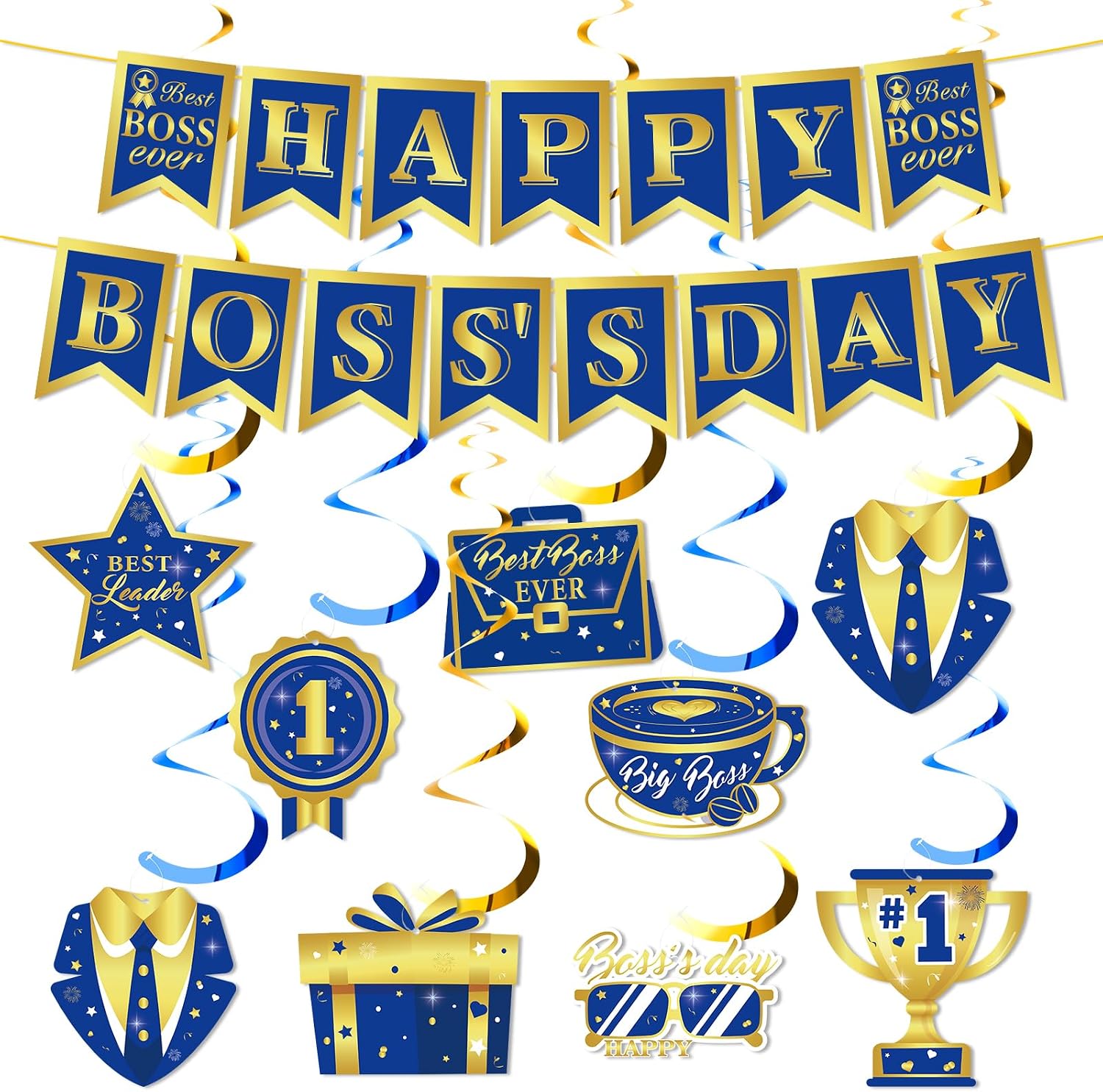 Amazon.com: 34PCS Boss Day Decorations Happy Boss's Day Banner Hanging ...