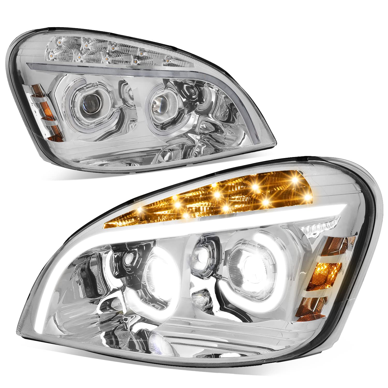 Amazon.com: Auto Dynasty Dual C-Style LED Halo DRL Projector Headlights ...