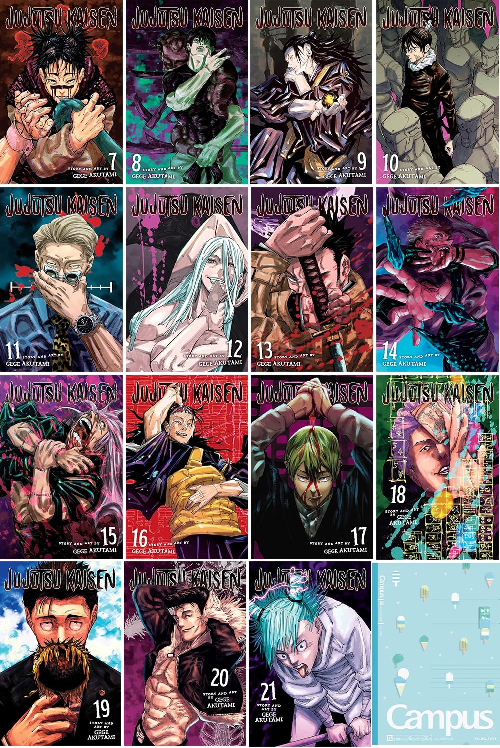 Jujutsu Kaisen Series (Vol 7-21) 15 Books Collection Set By Gege ...