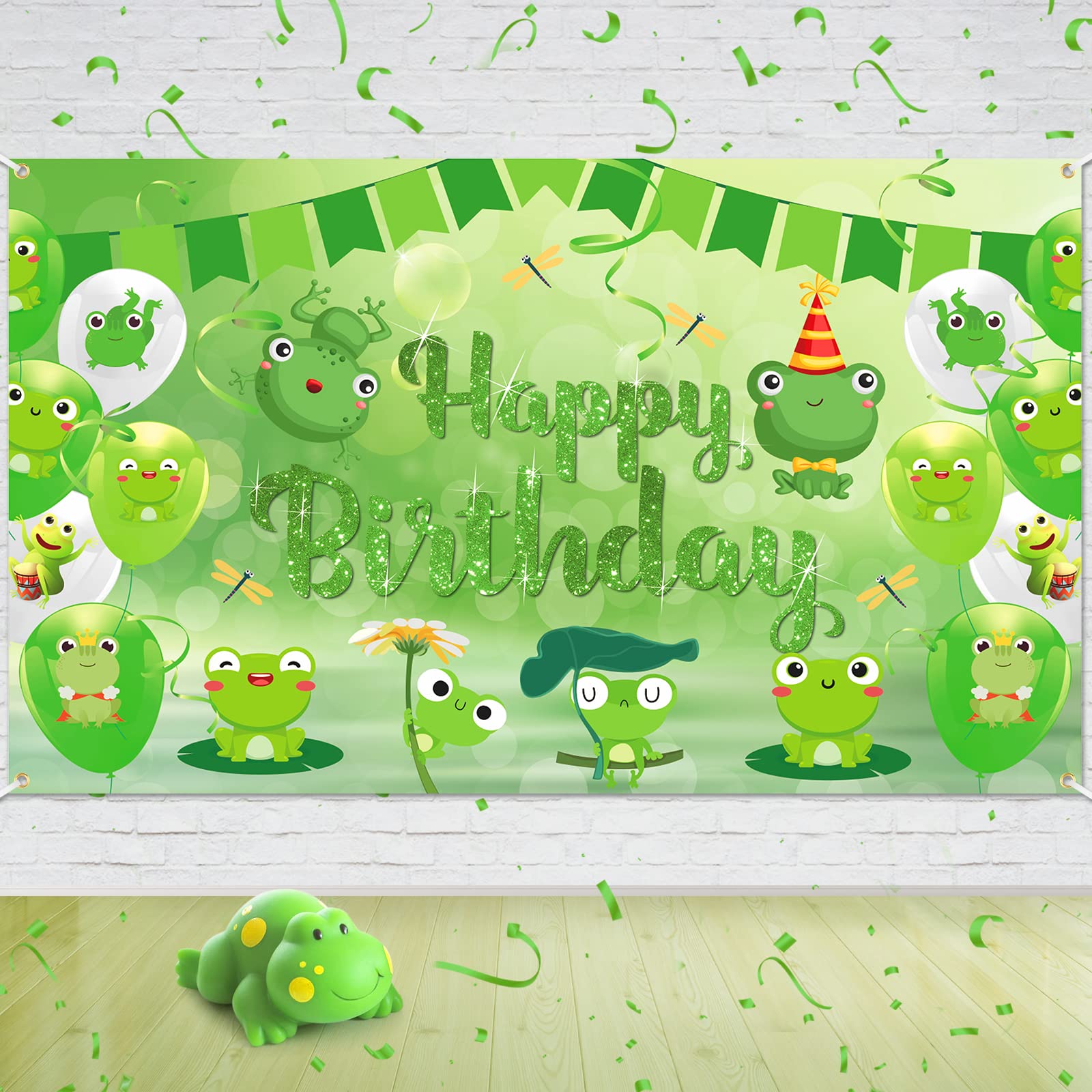 Buy Frog Birthday Party Decorations Banner, Frog Happy Birthday ...