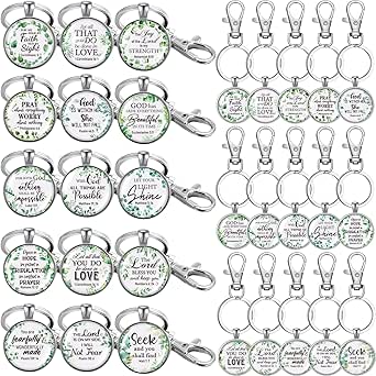 Remuuly 30 Pcs Christian Keychain Bulk Bible Verse Religious Keychain ...