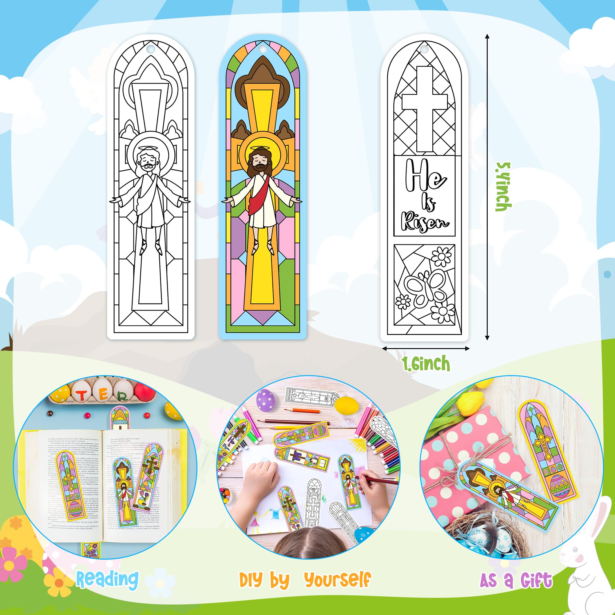 Snapklik.com : Easter He Is Risen Color Your Own Bookmarks For Kids ...
