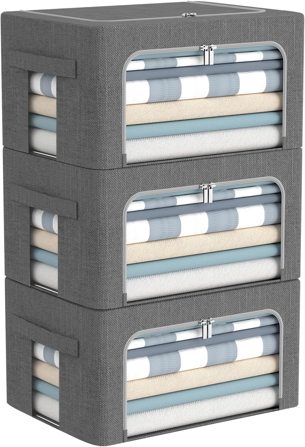 Amazon.com: Paterr 6 Pack 40L Stackable Clothing Storage Bins Sturdy ...