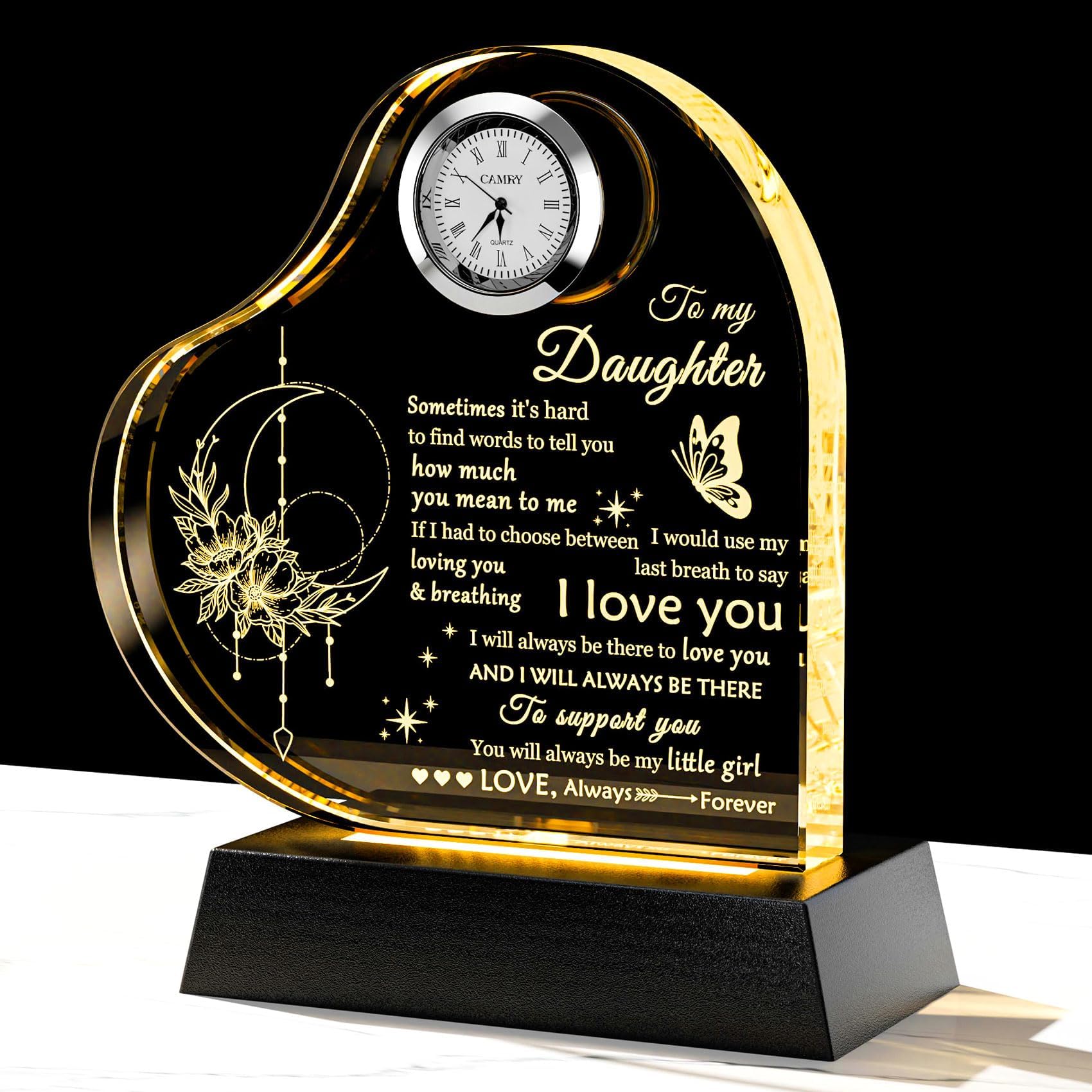 Amazon.com: Movdyka Daughter Gifts from Mom Dad Unique Glass Heart ...