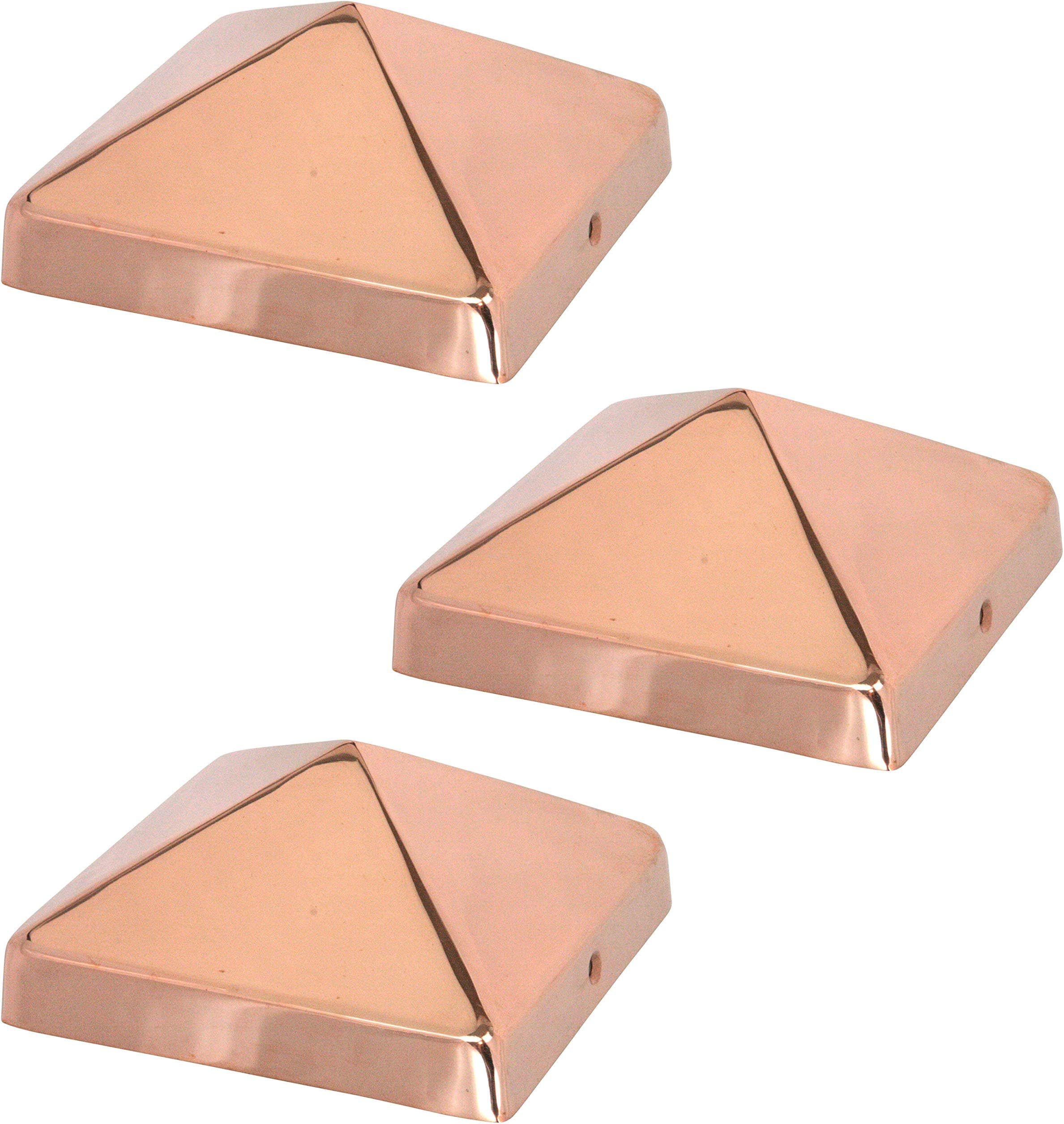 6x6 Copper Pyramid Post Caps (3-Pack) - Extended Lip - Solid Copper ...