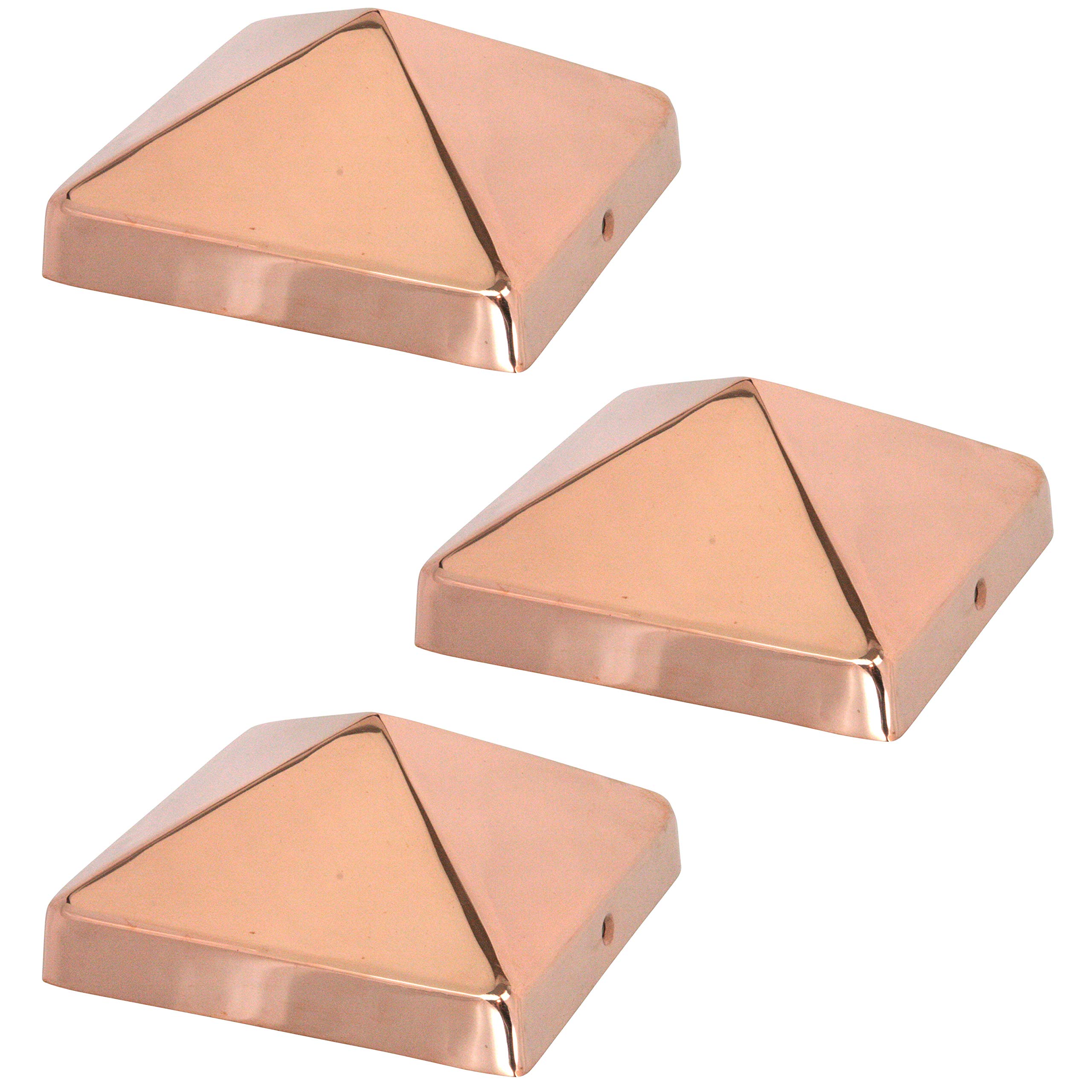 6x6 Copper Pyramid Post Caps (3-Pack) - Extended Lip - Solid Copper ...