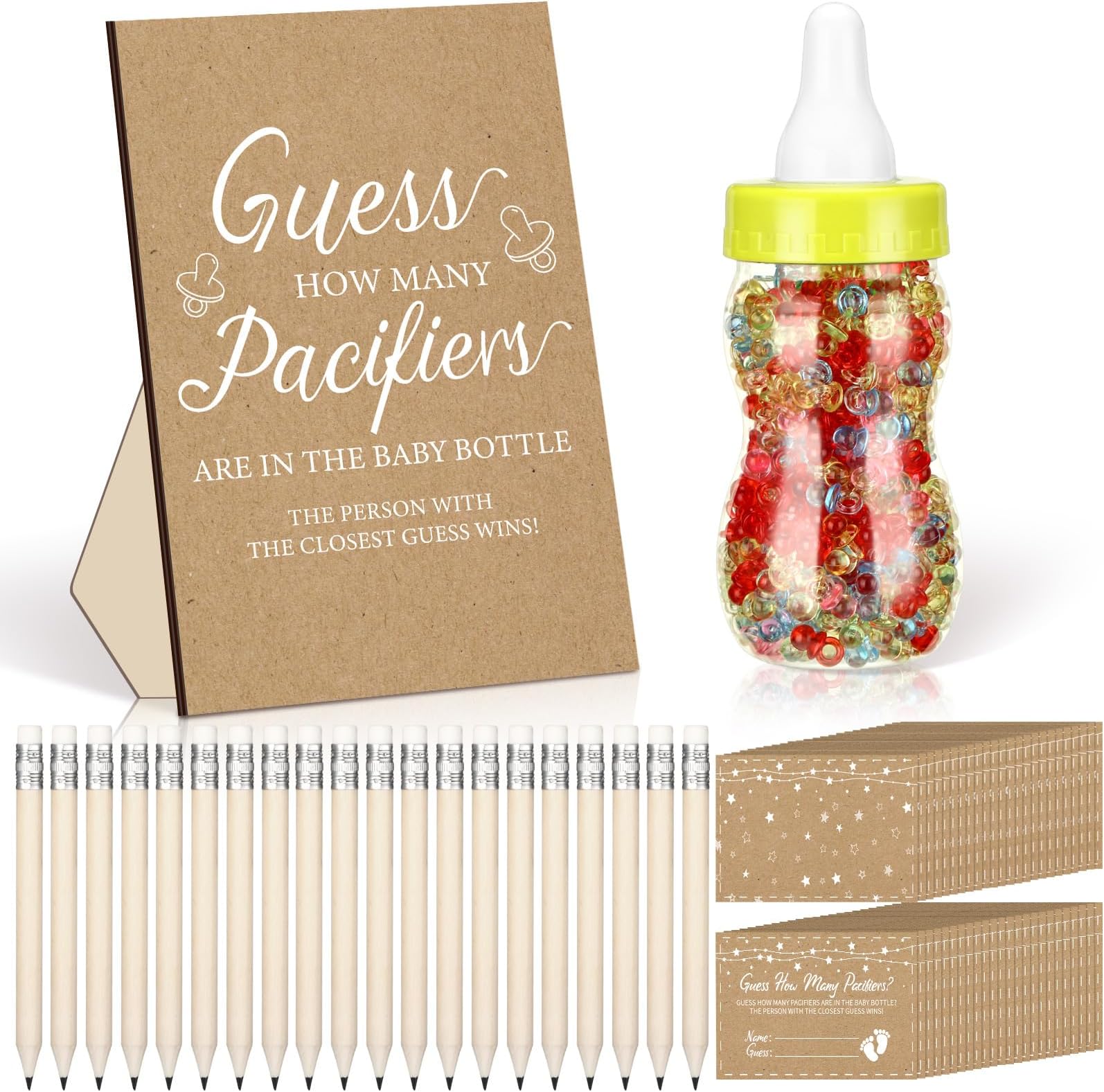 Amazon.com: Syhood Kraft Baby Shower Games Guess How Many Pacifiers ...