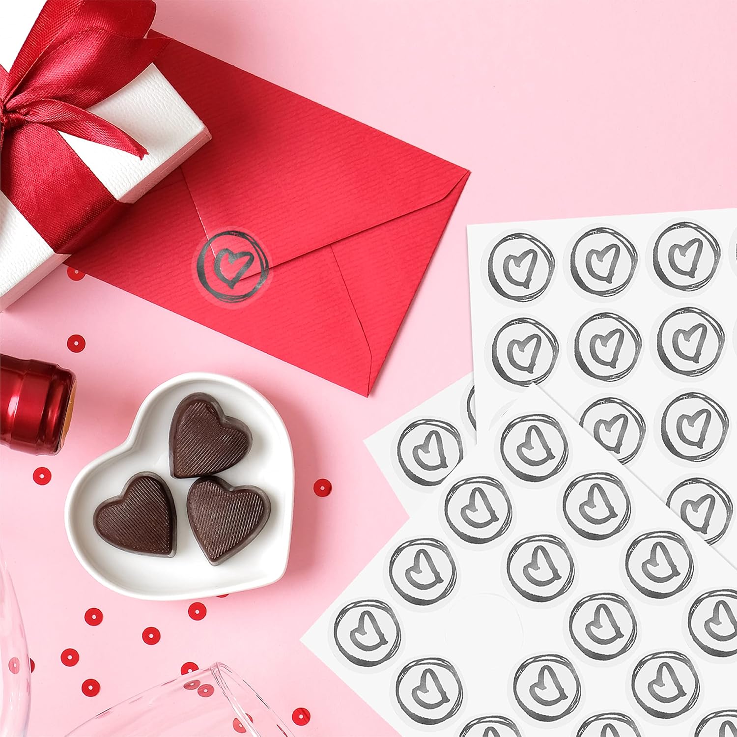 easykart labels 500 calcomanías de corazón, color gris, metálico ...