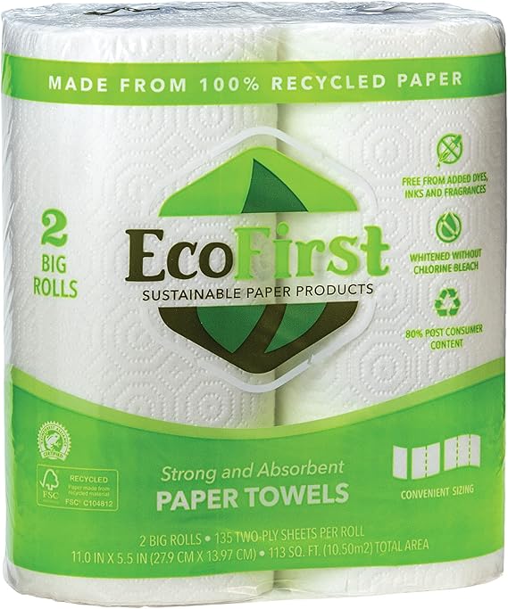 Amazon EcoFirst Recycled Paper Towels 2 Rolls Bulk Paper Towels Paper Towels Half amazon-ecofirst-recycled-paper-towels-2-rolls-bulk-paper-towels-paper-towels-half