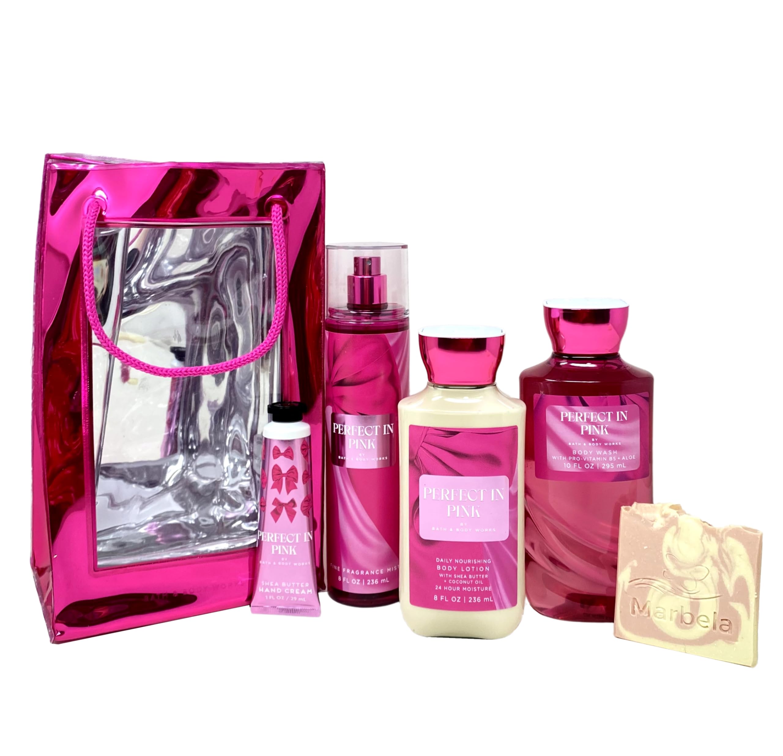 Amazon.com : Bath & Body Works Perfect In Pink Deluxe Gift Bag Set ...