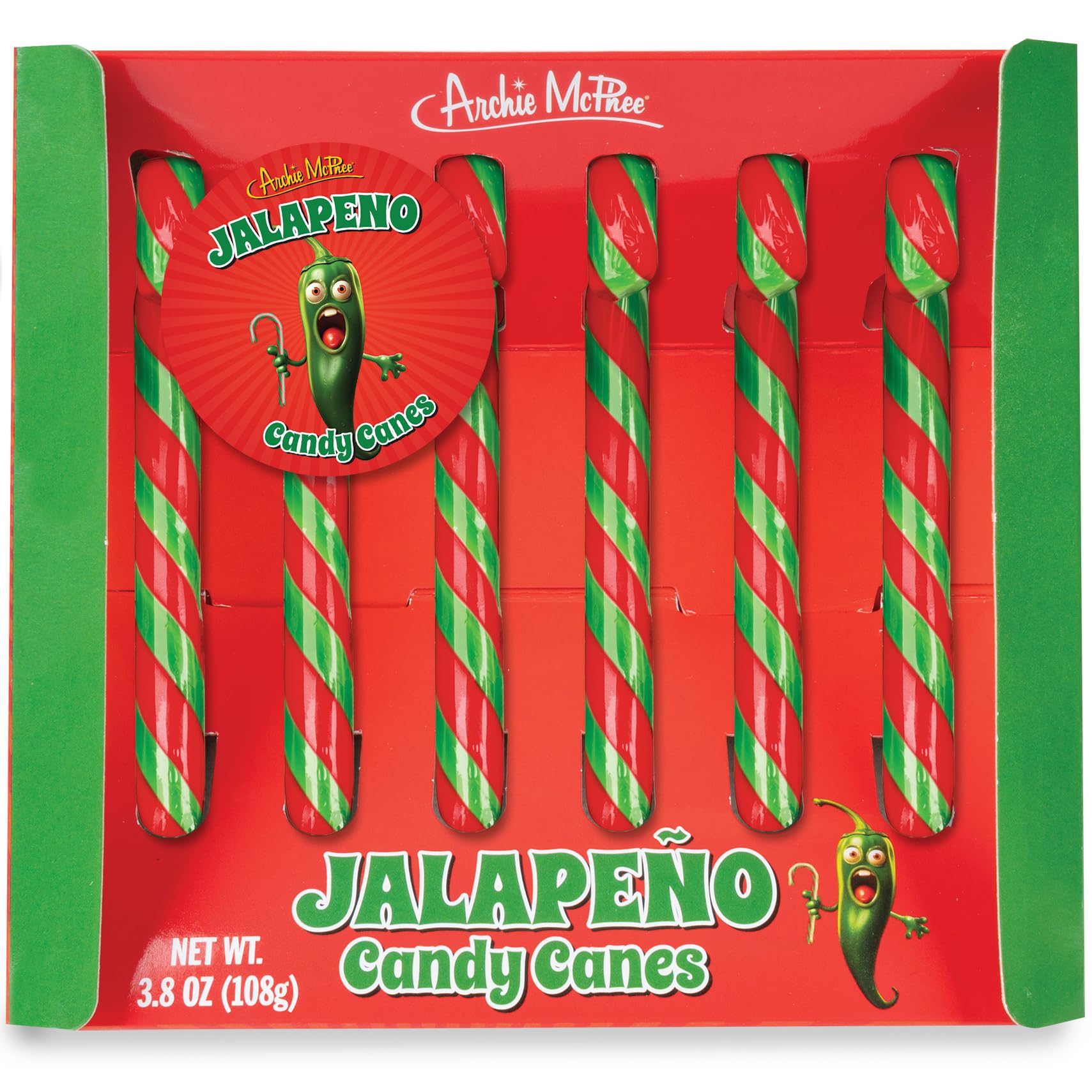 Amazon.com: Archie McPhee's Jalapeño Candy Canes - 6 Count, 9 grams ...