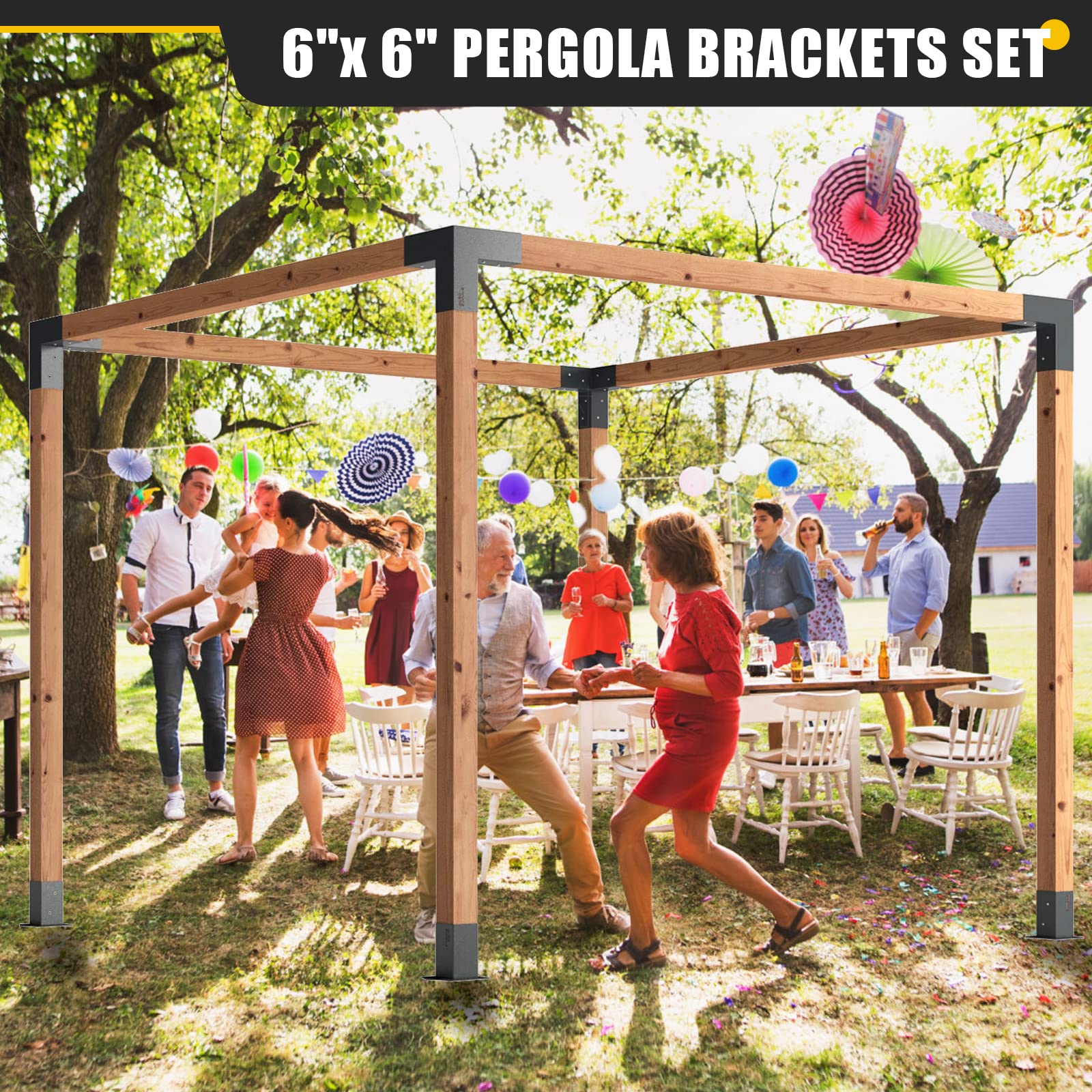 Snapklik.com : Kinchoix 6x6 Woodworks Pergola Brackets Kit, 3-Way ...