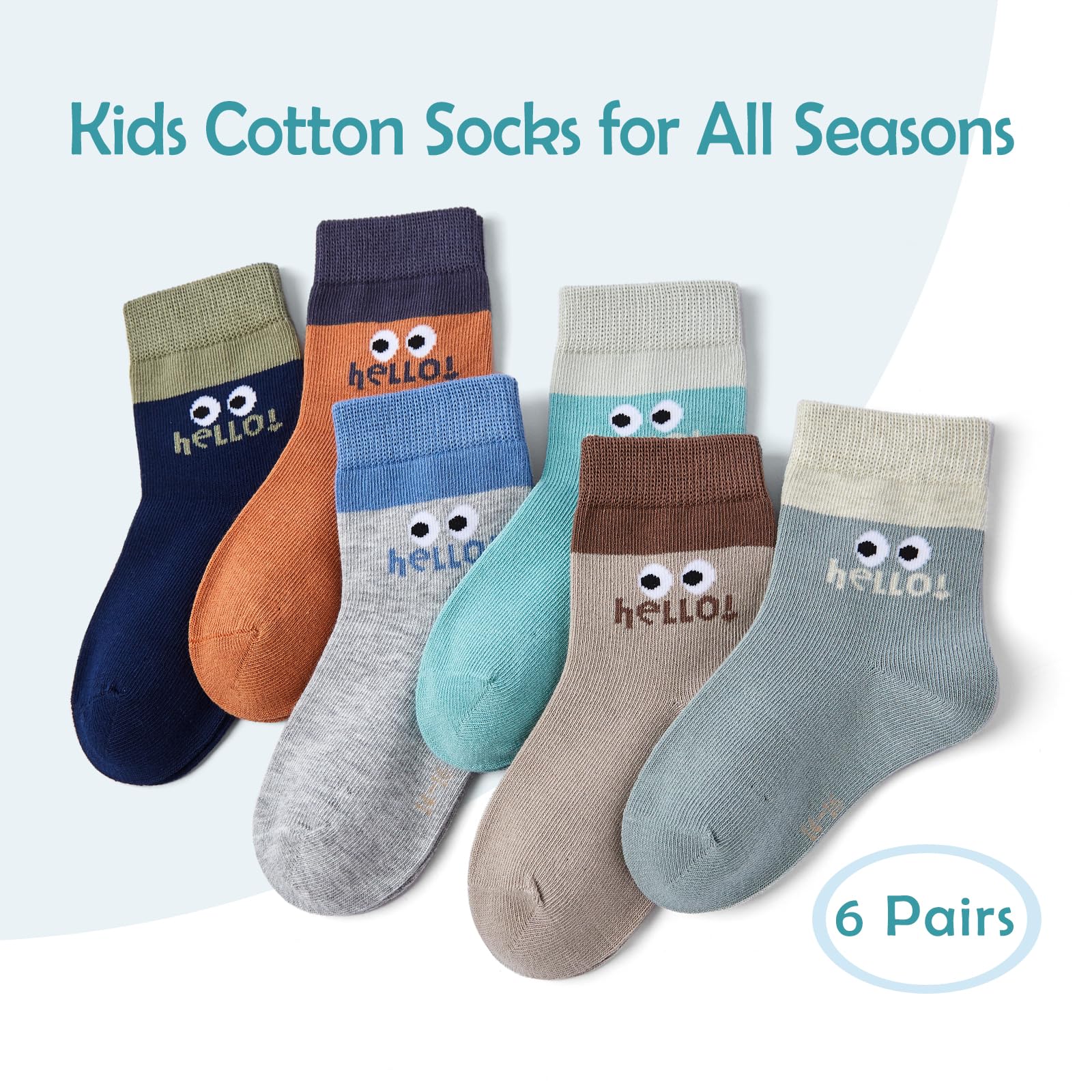 Snapklik.com : Boys Seamless Toe Socks Kids Cotton Crew Socks Colorful ...