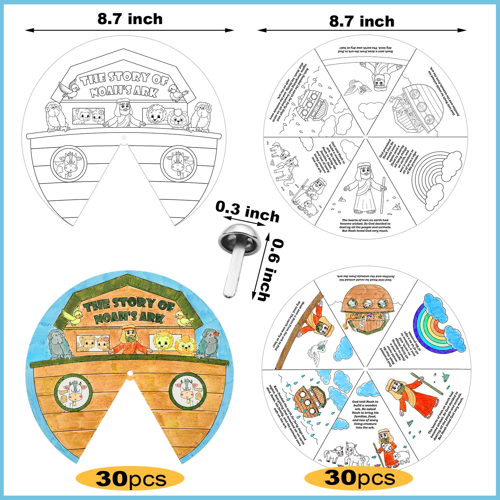 Snapklik.com : Spiareal 30 Set The Story Of Noahs Ark Coloring Wheel ...