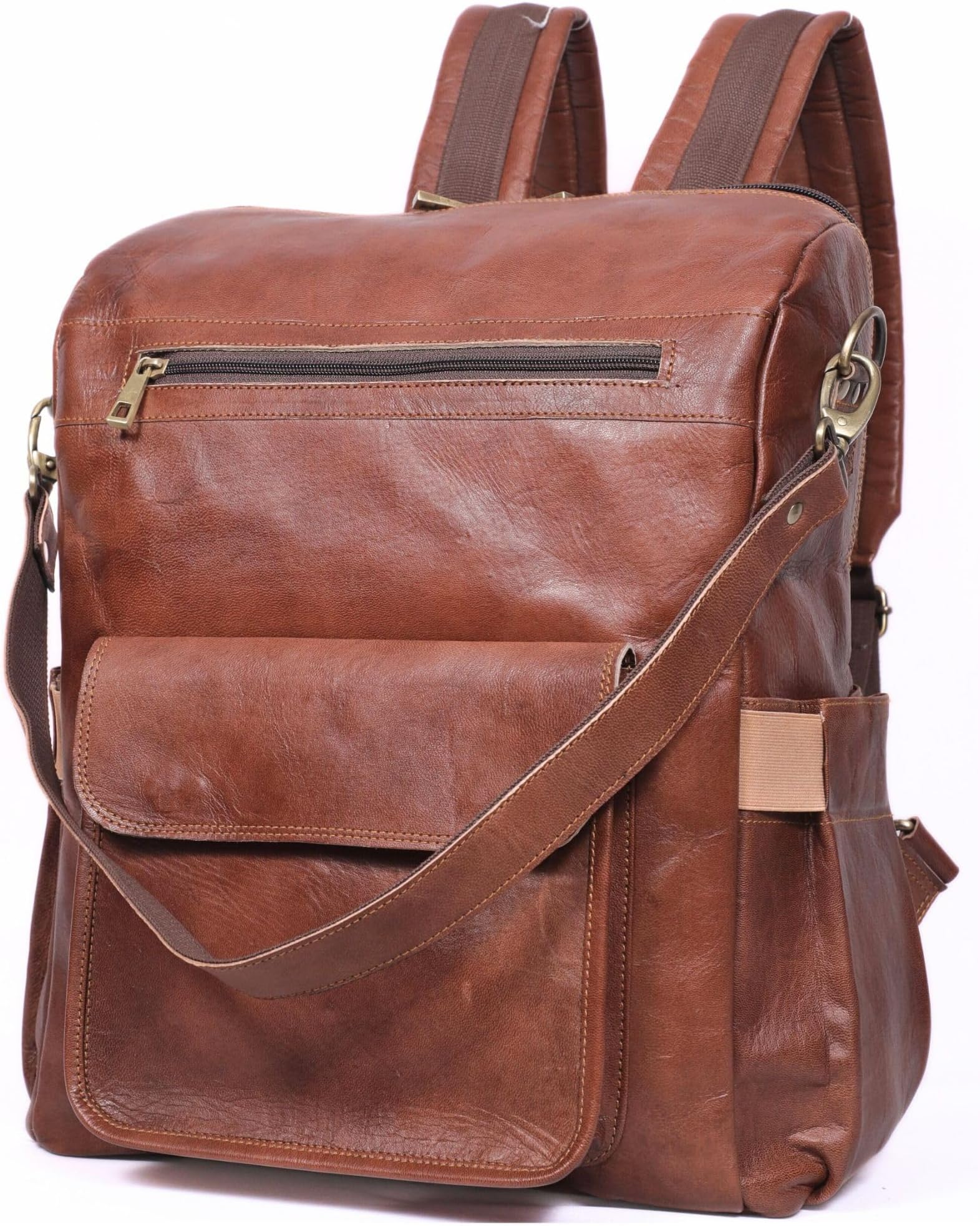 Genuine Brown Leather Backpack for Women Laptop Backpack Purse with 15. ...