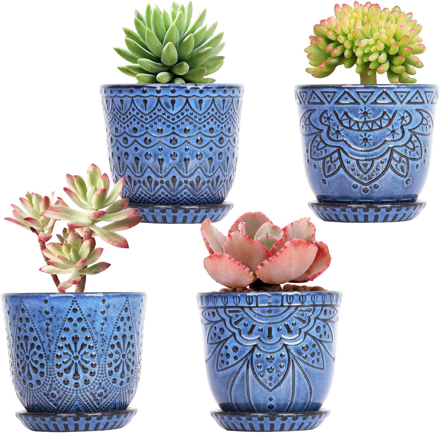 Amazon.com : Gepege Succulent Pots, 4 Inch Small Indoor Ceramic Planter ...
