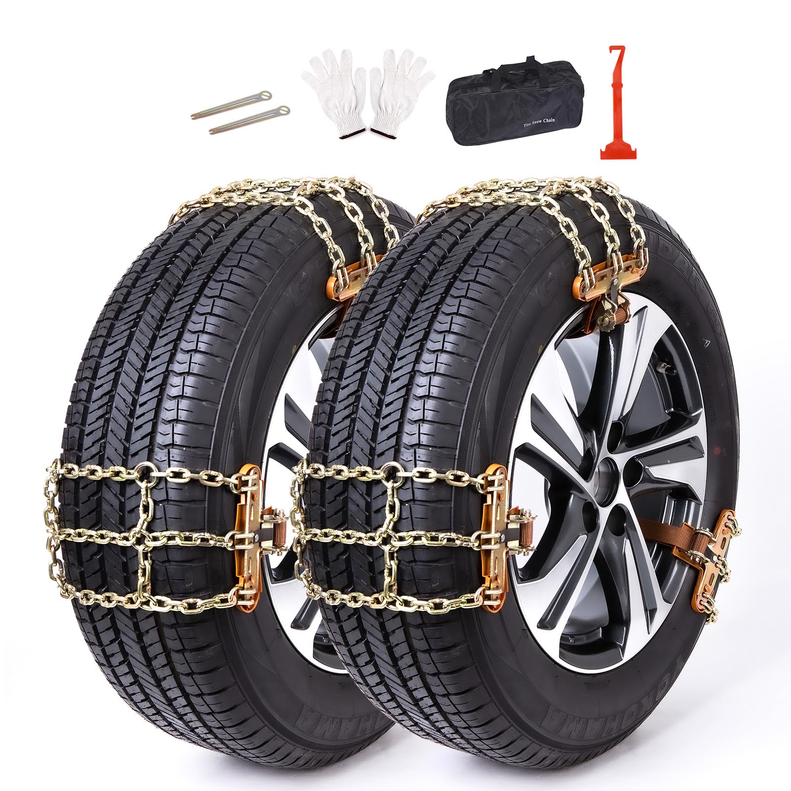 Amazon.com: E-Longwell Snow Chains, 225-295mm Universal Tire Chains for ...