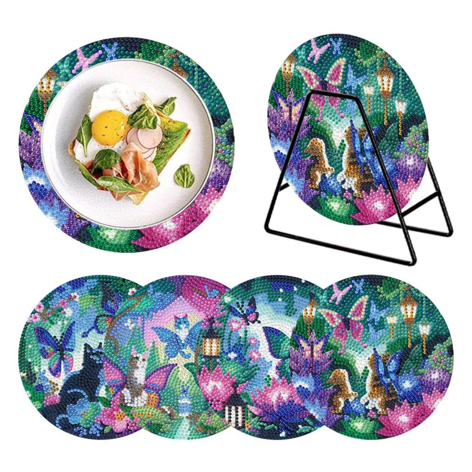 Amazon.com: ARTopet 4Pcs DIY Diamond Art Painting Placemat with Holder ...