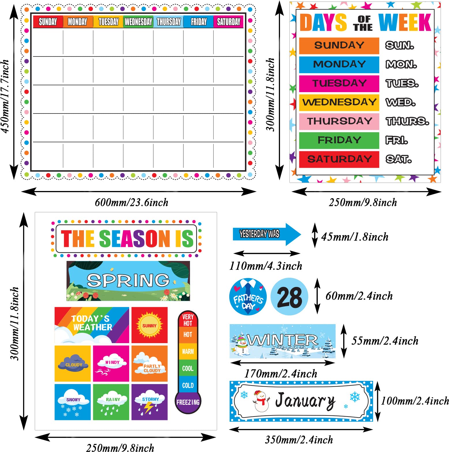 Snapklik.com : Colorful Calendar Bulletin Board Set Calendar Seasons ...