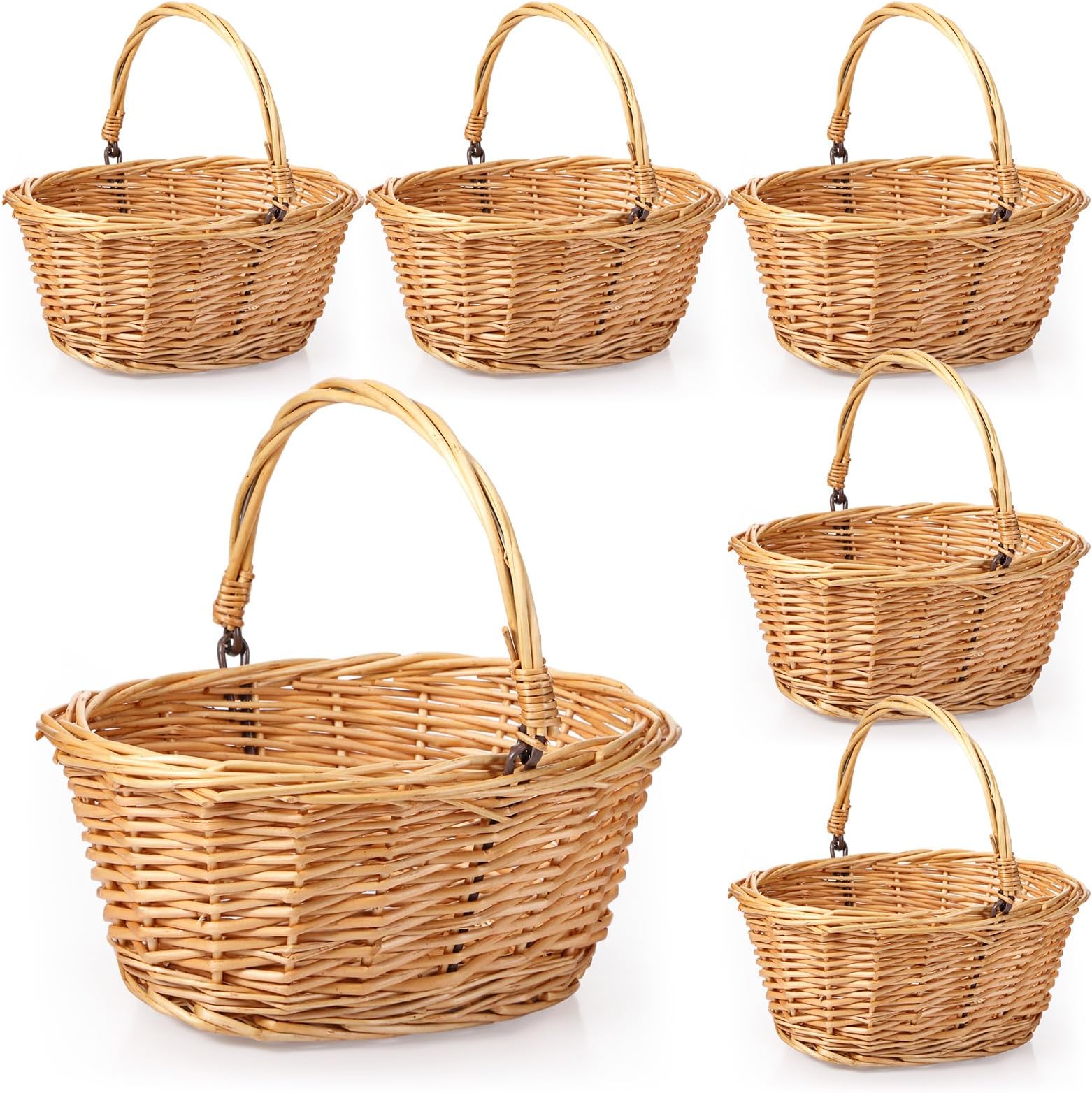 Amazon.com: 3 Pcs Rattan Flower Baskets, Small Half-Moon Wicker Baskets ...