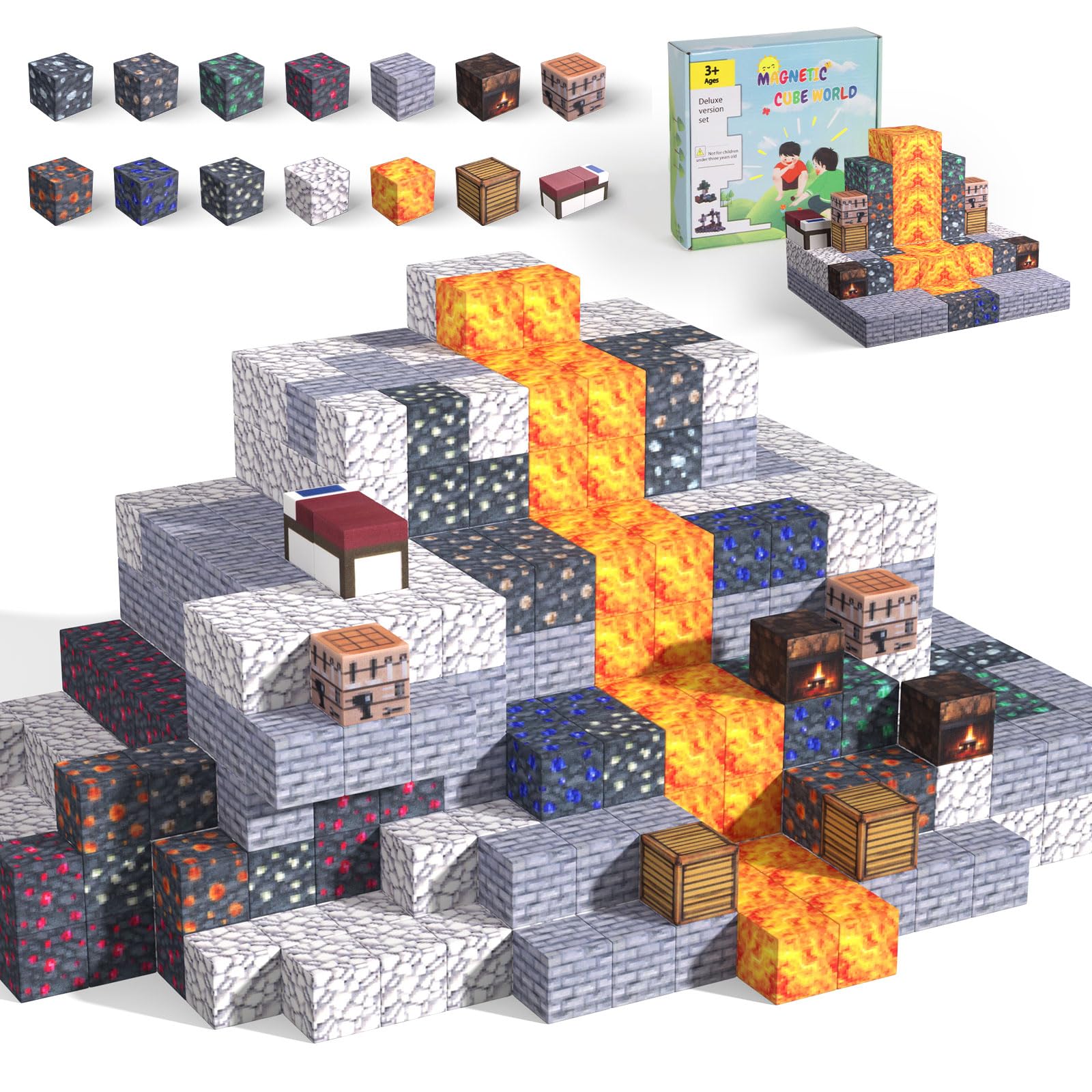Amazon.com: Dufvrpe Minecraft Magnetic Blocks - 128PCS Cavern ...