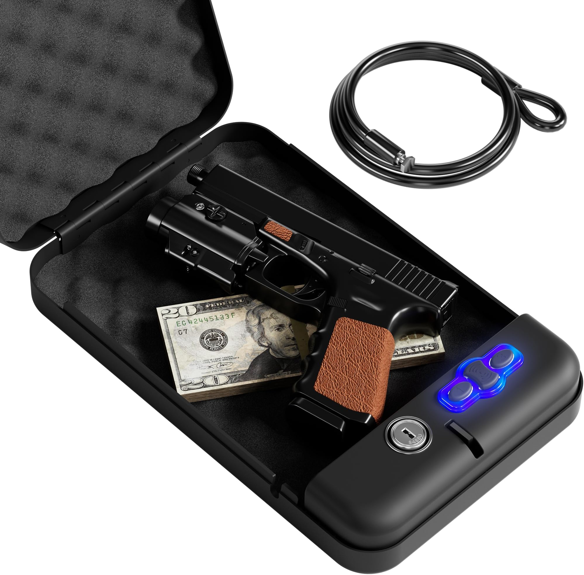 Amazon.com: HOLEWOR Car Gun Safe, Small Pistol Safe Biometric Gun Lock ...