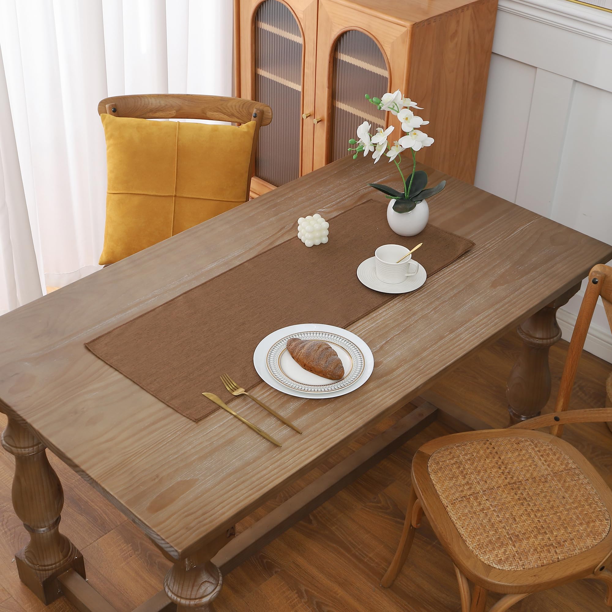 Amazon.com: Gernaice Solid Color Table Runner, Rustic Cotton Linen ...