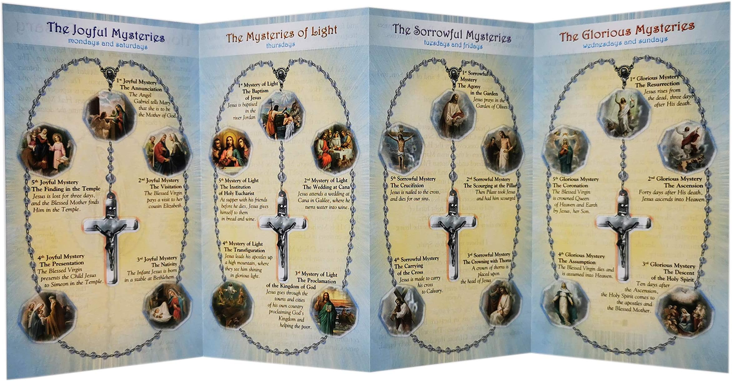 Cross My Heart How to Say the Rosary Card Novena Leaflet 33cm 16cm Open ...