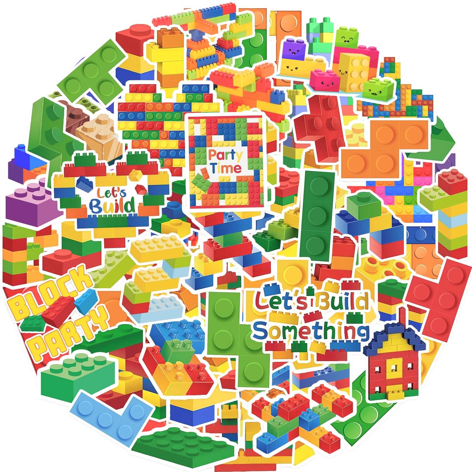 Amazon.com: 104PCS Building Block Stickers Building Block Party Favors ...