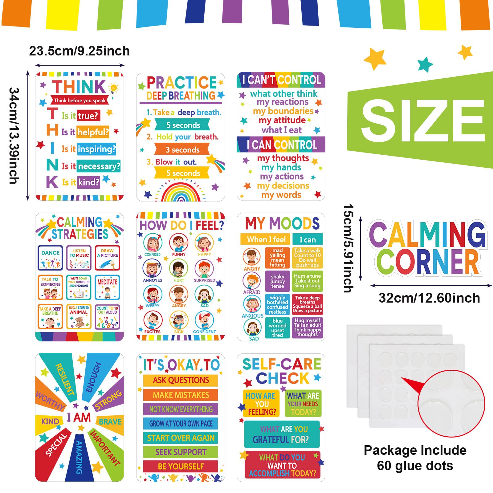 Snapklik.com : 10 Pcs Calming Posters Emotion Chart For Kids Feeling ...