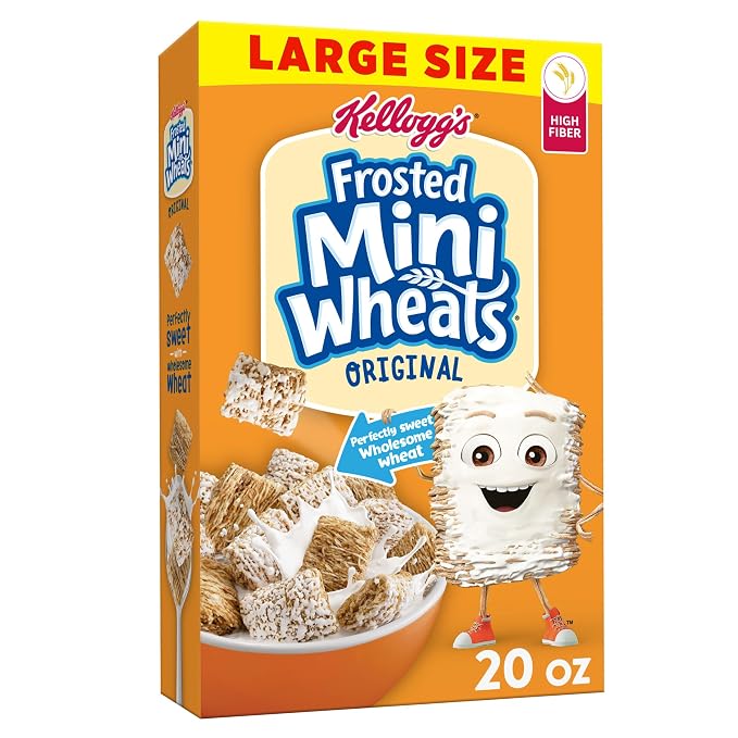 Amazon.com: Kellogg’s Frosted Mini-Wheats Breakfast Cereal, High Fiber ...