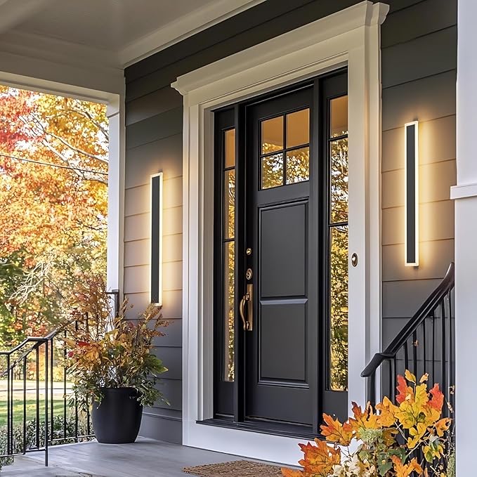 Tipace Modern LED Outdoor Sconce 31.5IN 24W Black Exterior Wall Light ...