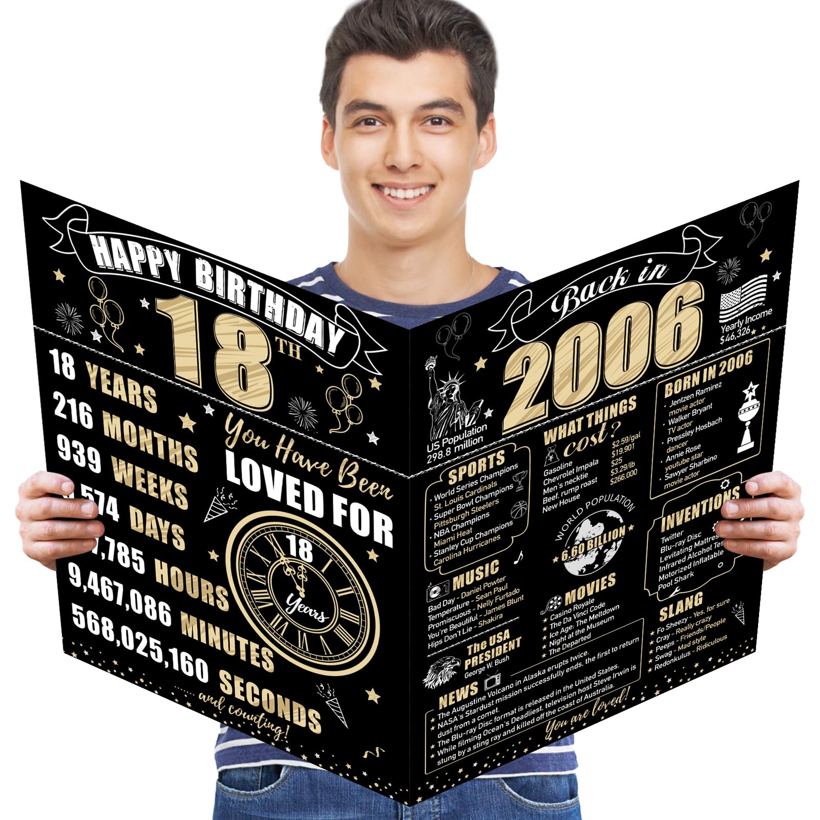 Amazon.com : Turypaty Large 18th Birthday Card With Envelope for Boy ...
