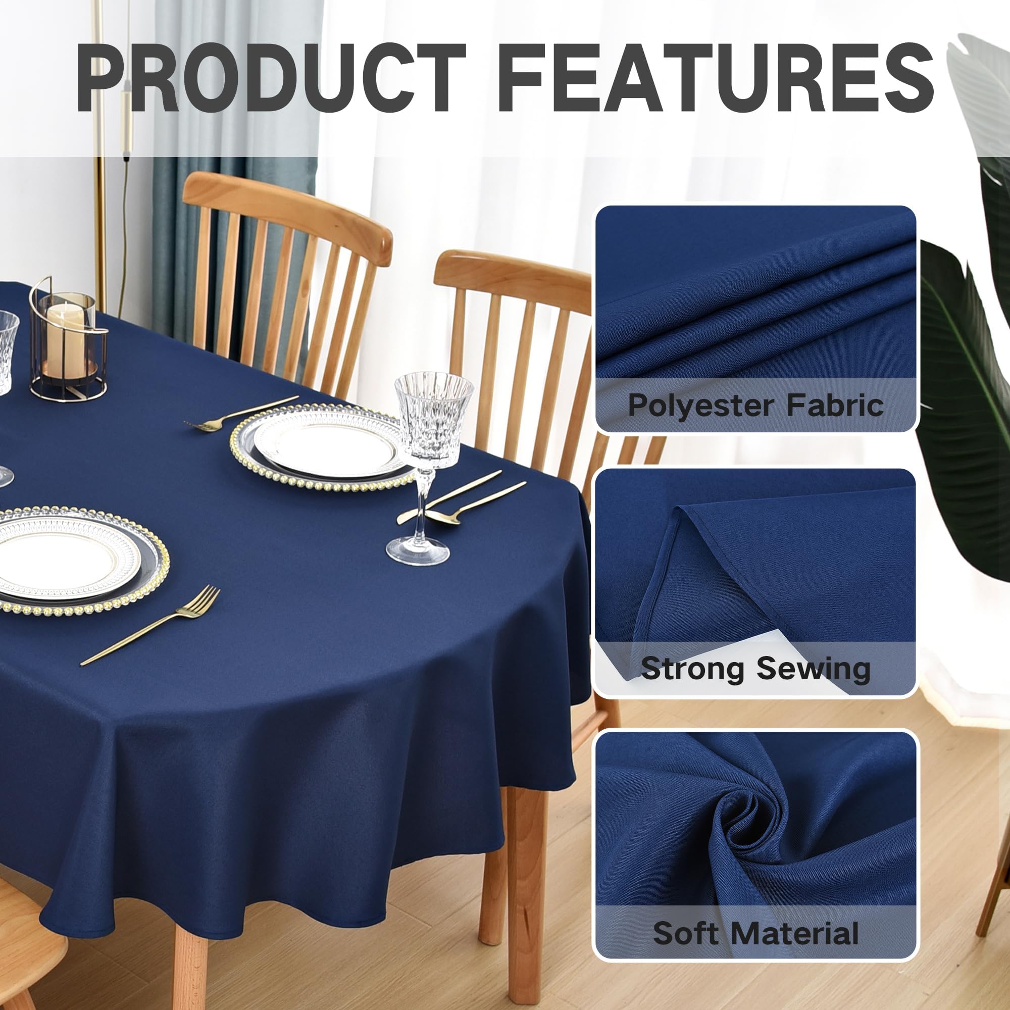 Navy Blue Oval Table Cloths Navy Blue Polyester 120" Round Tablecloth