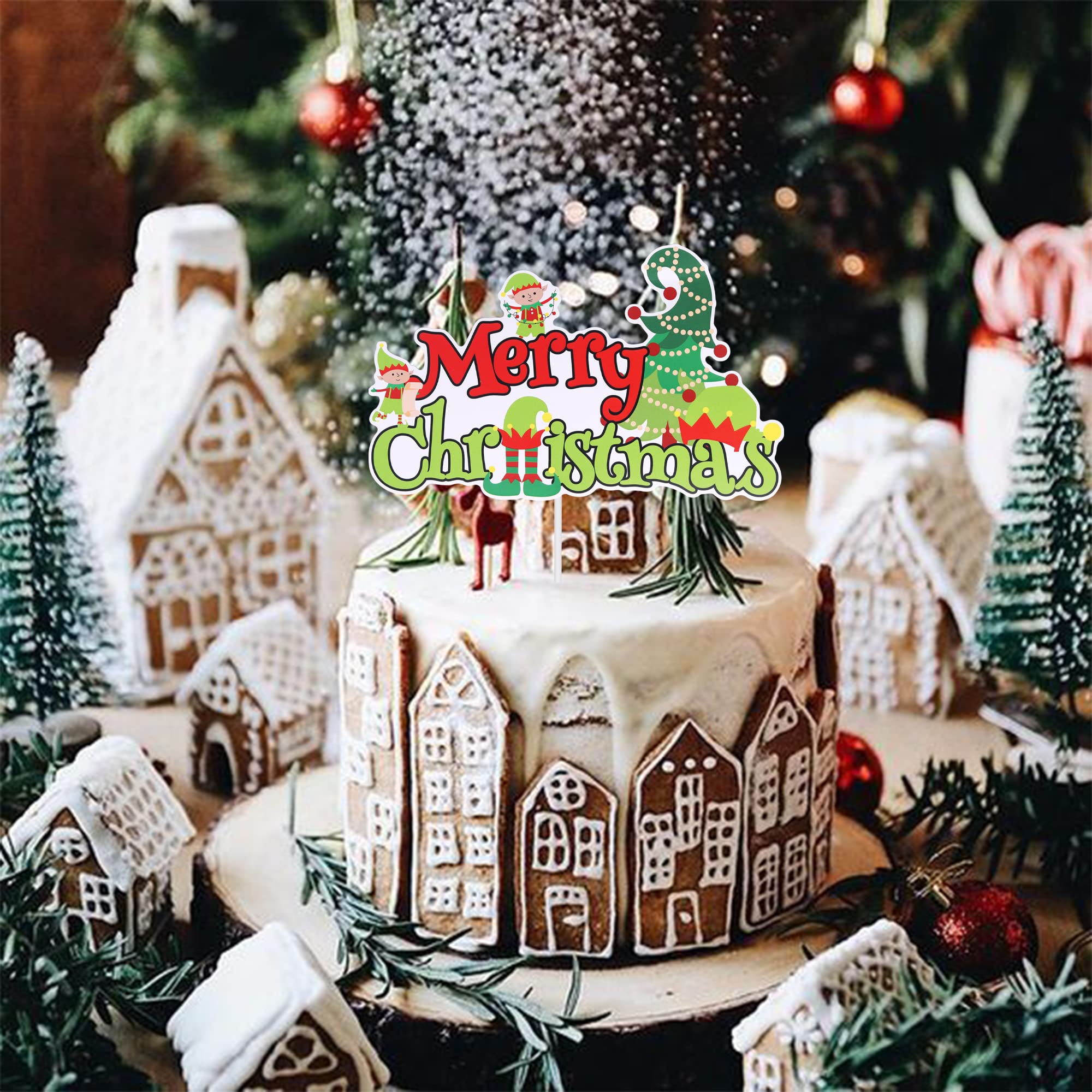 Snapklik.com : 1 PCS Merry Christmas Cake Topper Xmas Tree Christmas ...