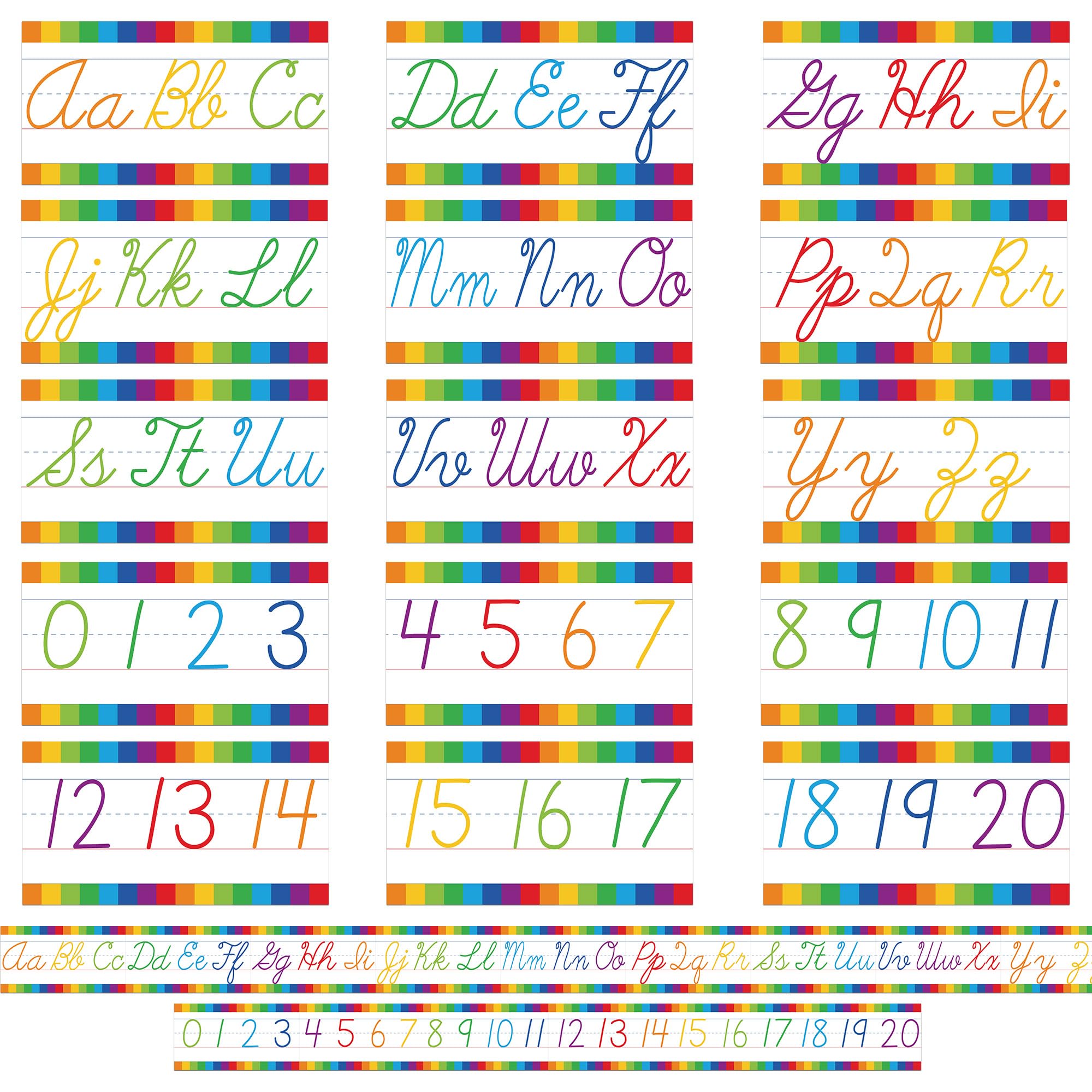 Amazon.com : 15 Pieces Cursive Alphabet Line Bulletin Board Set ...